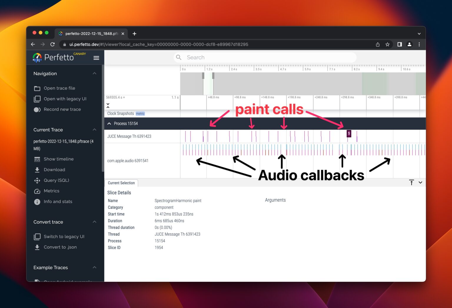 Using Perfetto with JUCE for dsp and UI performance tuning · Melatonin